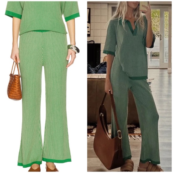 SANCIA | Tops | Sancia The Ceilia Knit Pant Green Ribbed Size Xs | Poshmark